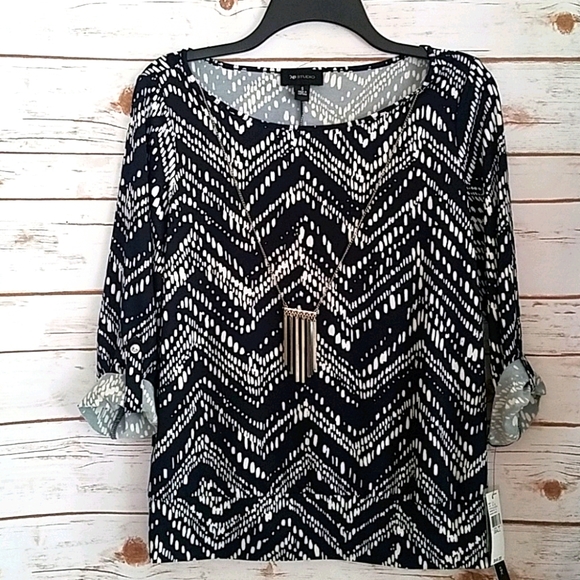 AB Studio | Tops | 53 Ab Studio Black Whitecareer Wear Blouse | Poshmark